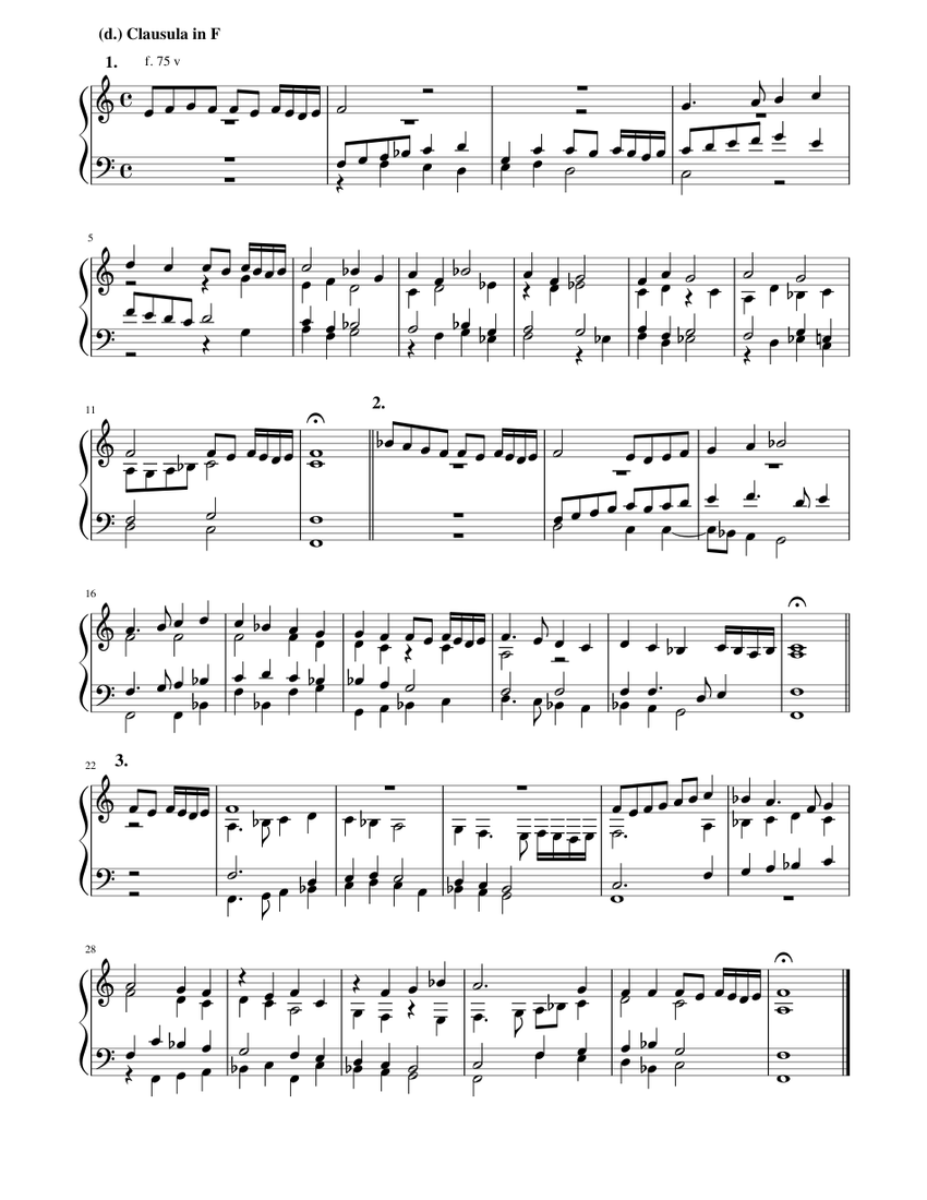 Clausula in F Tabulature Johannes of Lublin Sheet music for Organ (Solo ...