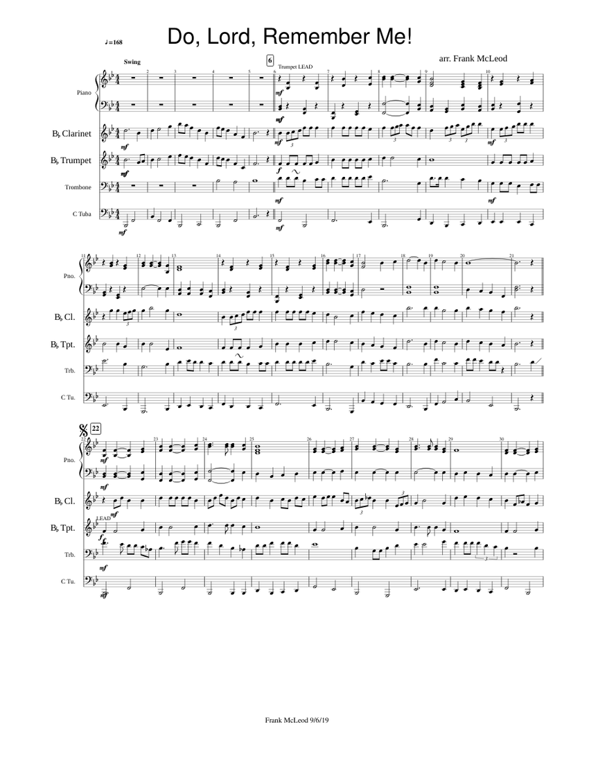 Do Lord Remember Me Sheet music for Piano, Trombone, Tuba (Mixed Trio ...