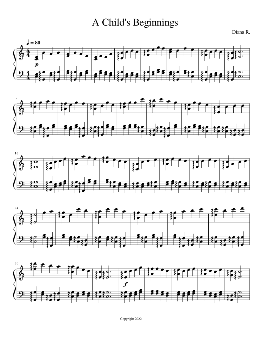 A Child's Beginnings Sheet music for Piano (Solo) | Musescore.com