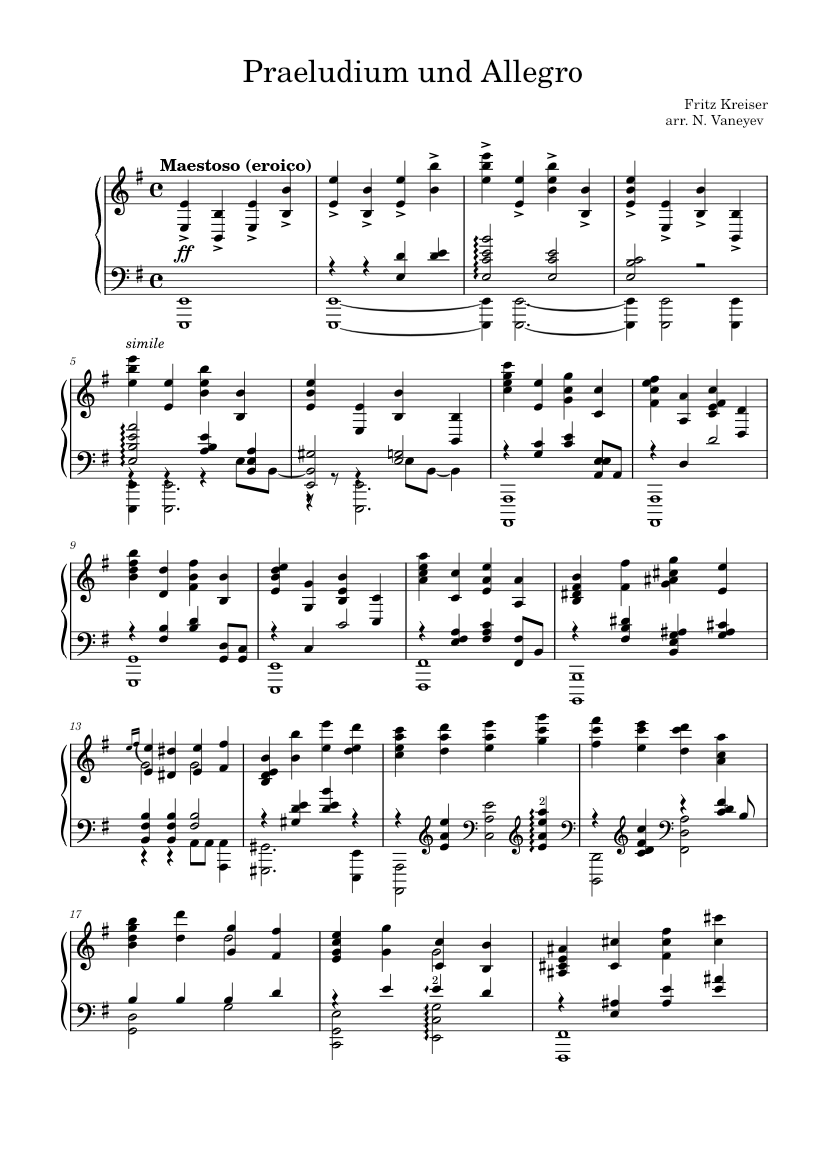 Praeludium and Allegro in the Style of Pugnani – Fritz Kreisler arr. N ...