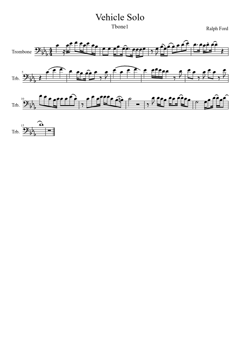 Vehicle Solo Sheet music for Trombone (Solo) | Musescore.com