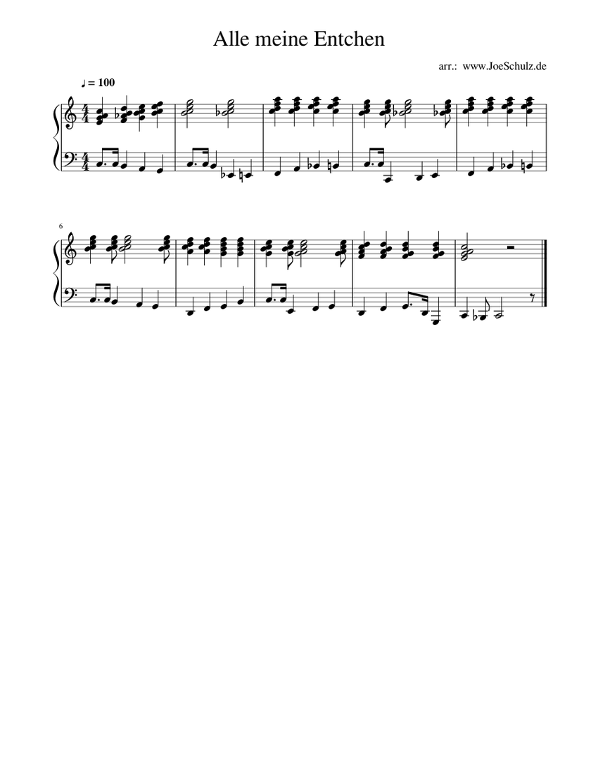 ALLE MEINE ENTCHEN Sheet music for Piano (Solo) | Musescore.com