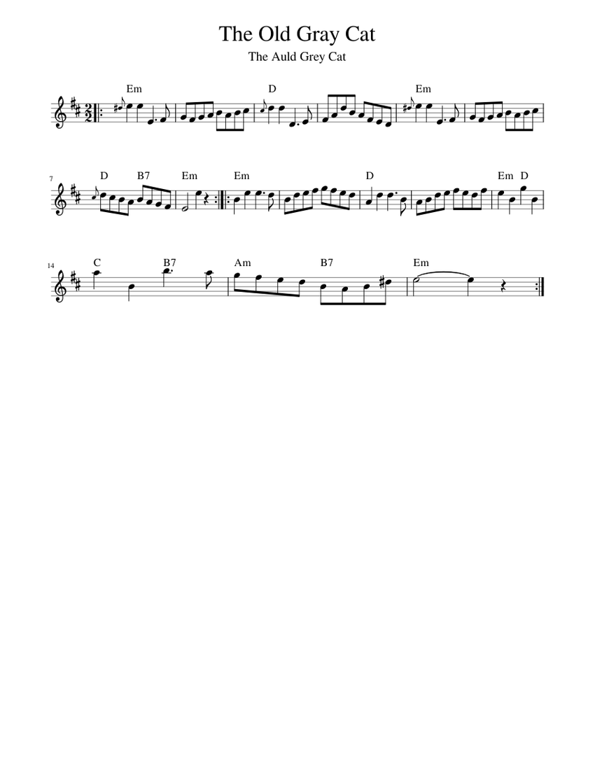 The Old Gray Cat Sheet music for Piano (Solo) | Musescore.com