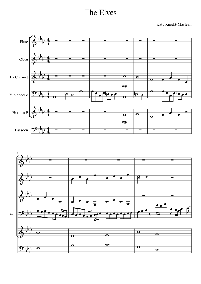The_Elves Sheet music for Flute, Oboe, Clarinet in b-flat, Bassoon ...