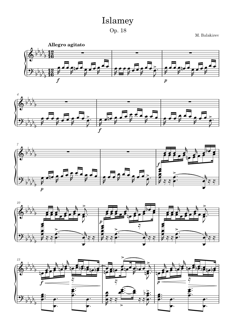 Islamey, Op.18 – Mily Balakirev Sheet Music for Piano (Solo ...