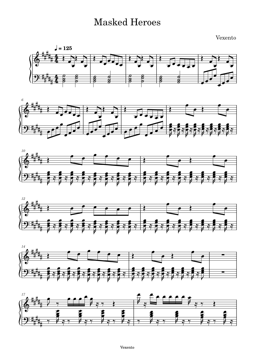 Masked Heroes - Vexento Sheet Music for Piano (Solo) | MuseScore.com