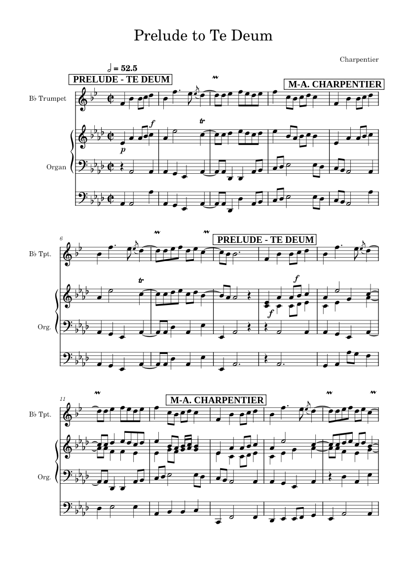 Te Deum, H.146 – Charpentier, Marc-Antoine Prelude to Te Deum (Trumpet and Organ) Sheet music ...