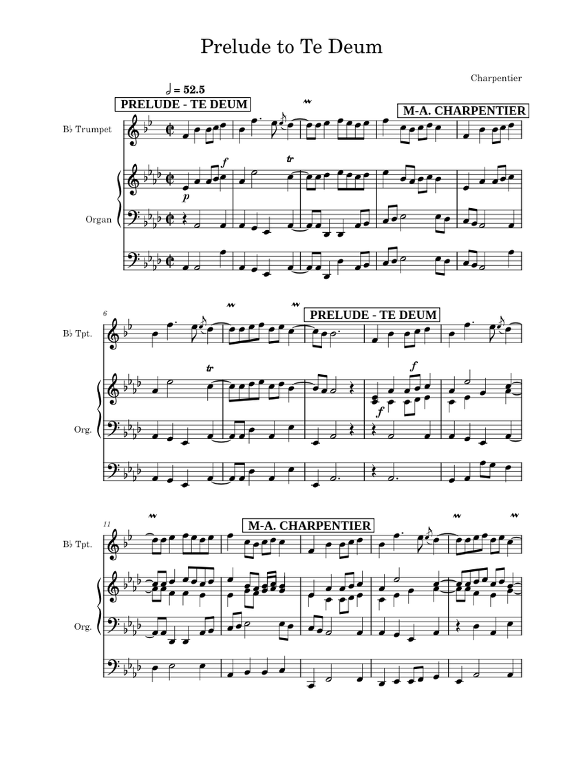 Te Deum, H.146 – Charpentier, Marc-Antoine Prelude to Te Deum (Trumpet and Organ) Sheet music ...