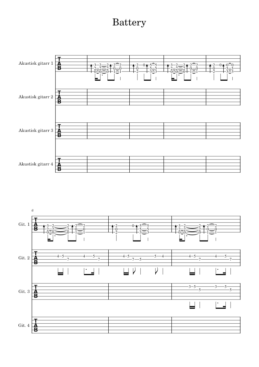 Battery Sheet music for Guitar (Mixed Quartet) | Musescore.com