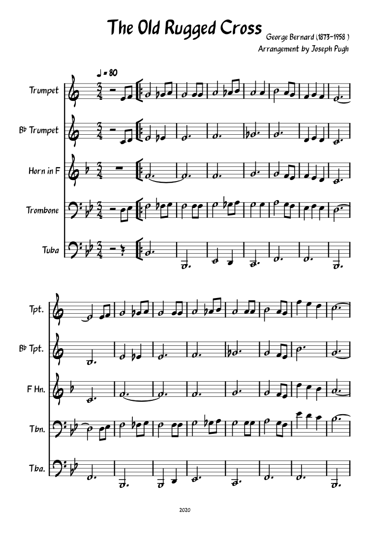 The old rugged cross – George Bennard Sheet Music for Trombone, Tuba ...