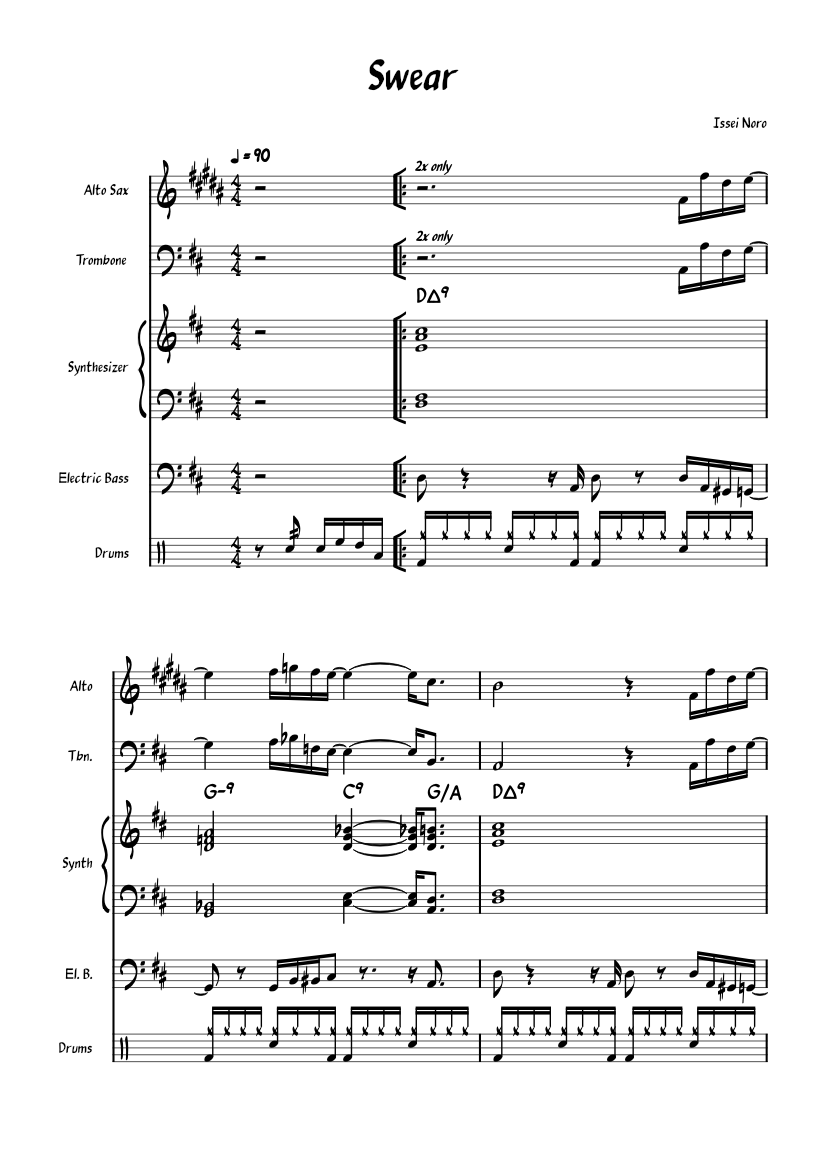 Swear – Casiopea Swear – Issei Noro Sheet music for Trombone, Saxophone ...