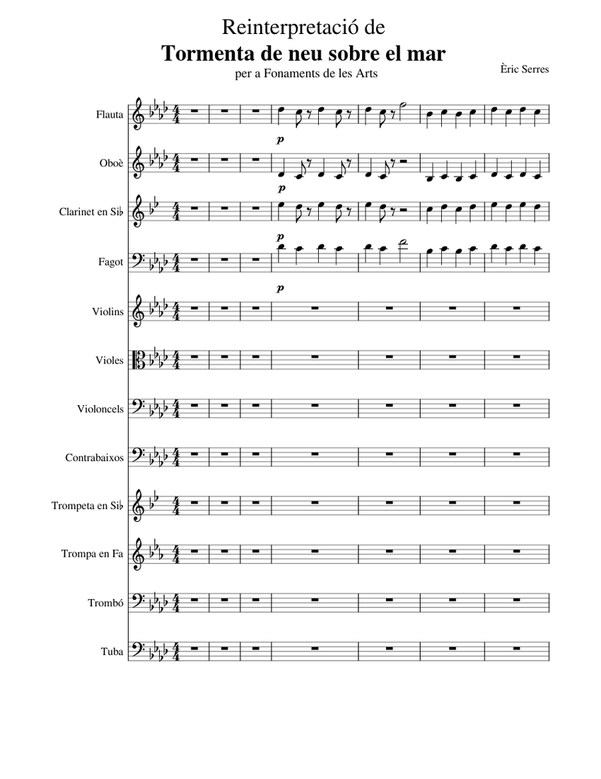Reinterpretació de Tempesta de neu sobre el mar - Èric Serres Sheet ...