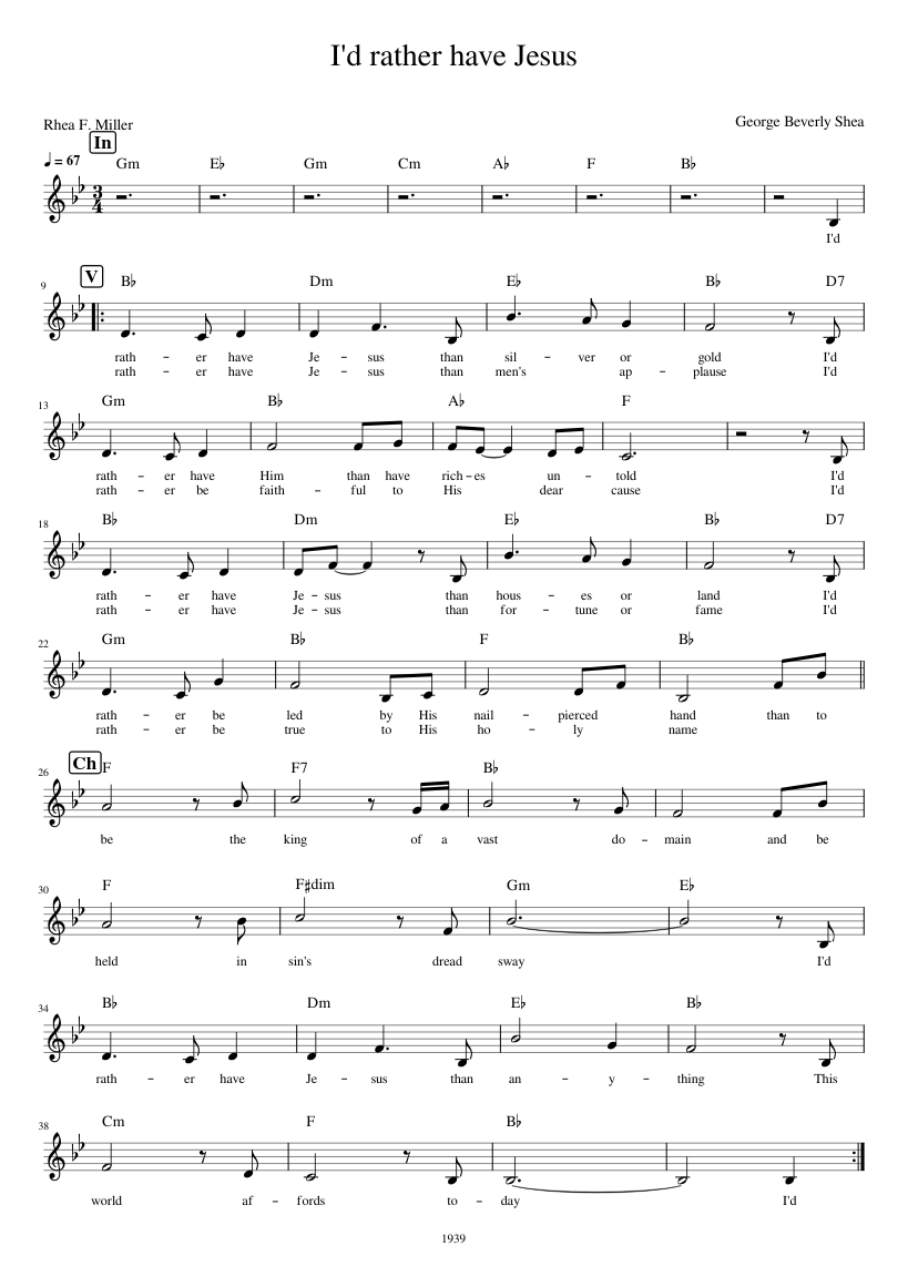 I'd rather have Jesus – George Beverly Shea Sheet music for Vocals ...