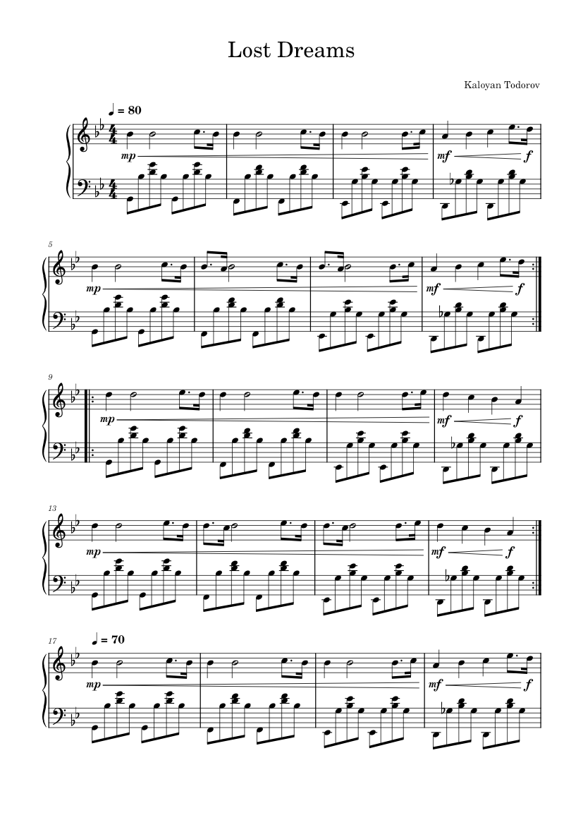 Lost Dreams Sheet music for Piano (Solo) | Musescore.com