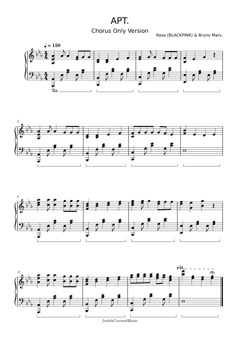 APT. – Rose & Bruno Mars Sheet Music for Piano (Solo) Easy | MuseScore.com