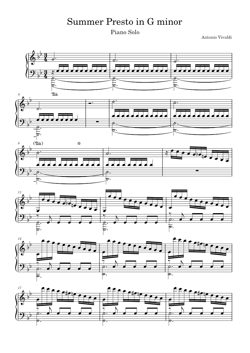 The Four Seasons: Summer Presto in G minor – Antonio Vivaldi Sheet ...