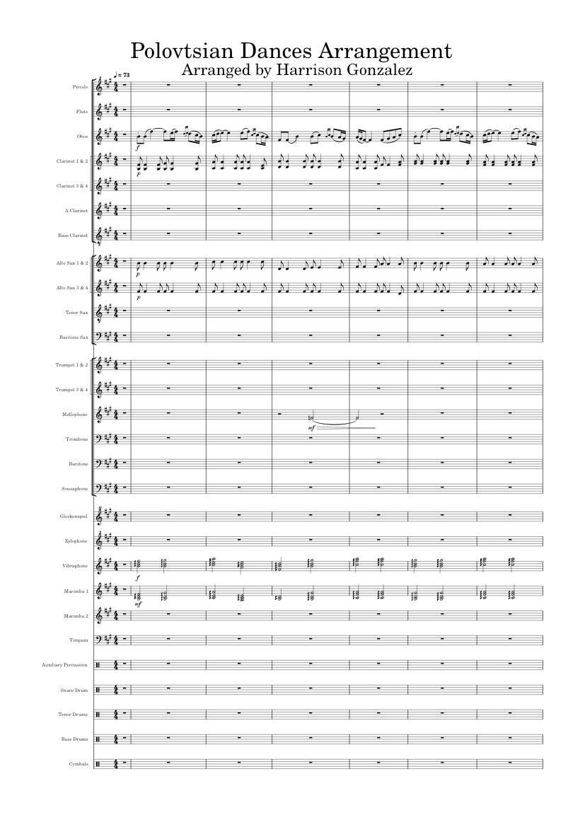 Polovtsian Dances Arrangement Sheet music for Trombone, Flute piccolo, Flute, Oboe & more ...