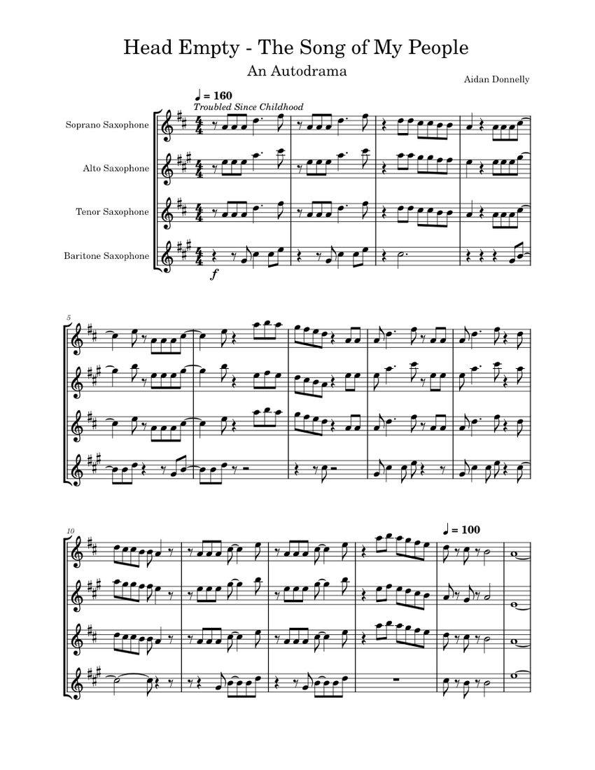 Head Empty - The Song of My People Sheet music for Saxophone alto ...