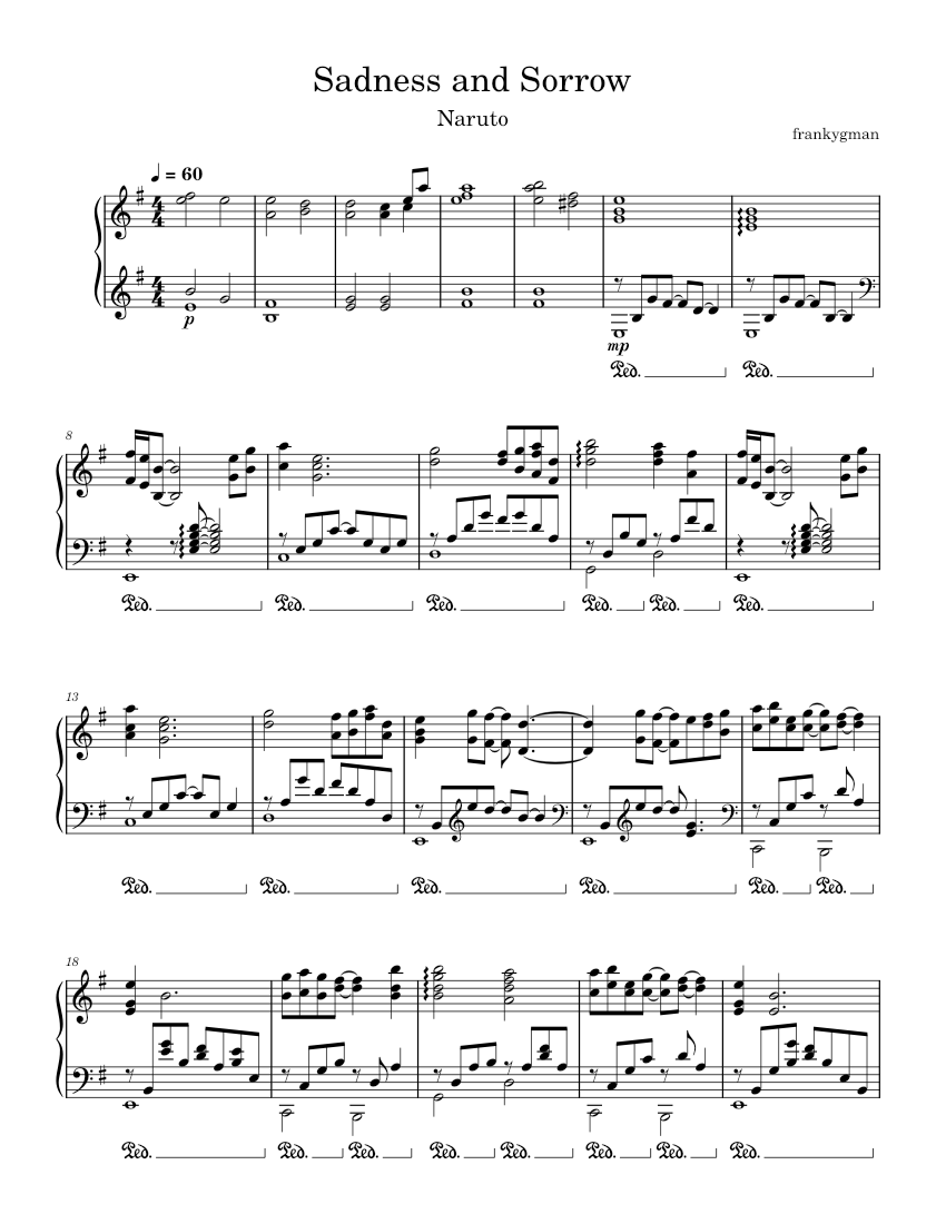 Sadness and Sorrow - Naruto Sheet music for Piano (Solo) | Musescore.com