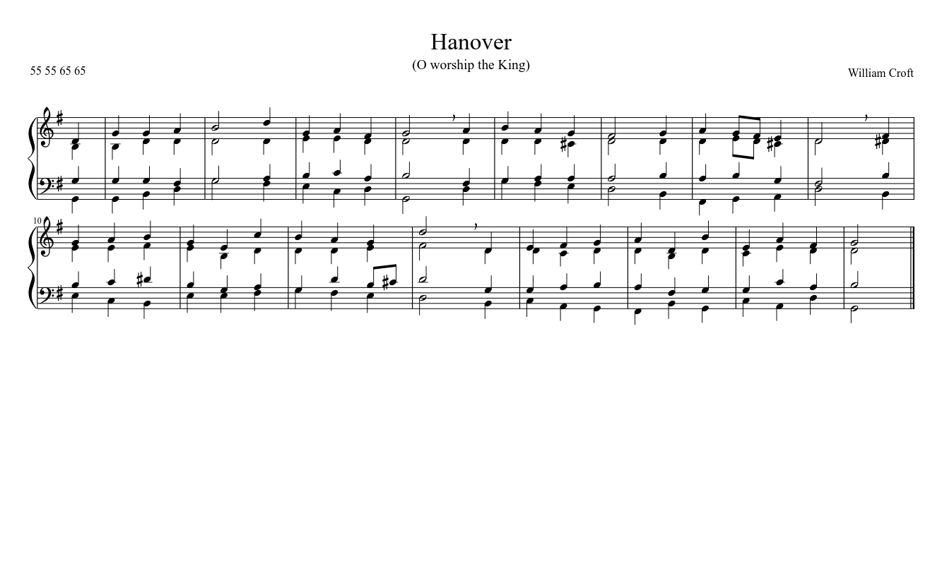 Hanover (O worship the King) Sheet Music for Organ (Solo) | MuseScore.com