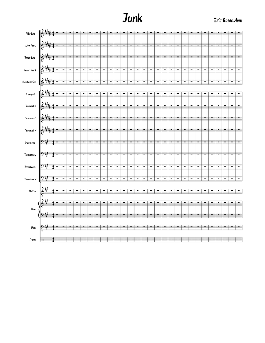 Junk Sheet music for Piano, Trombone, Saxophone alto, Saxophone tenor ...