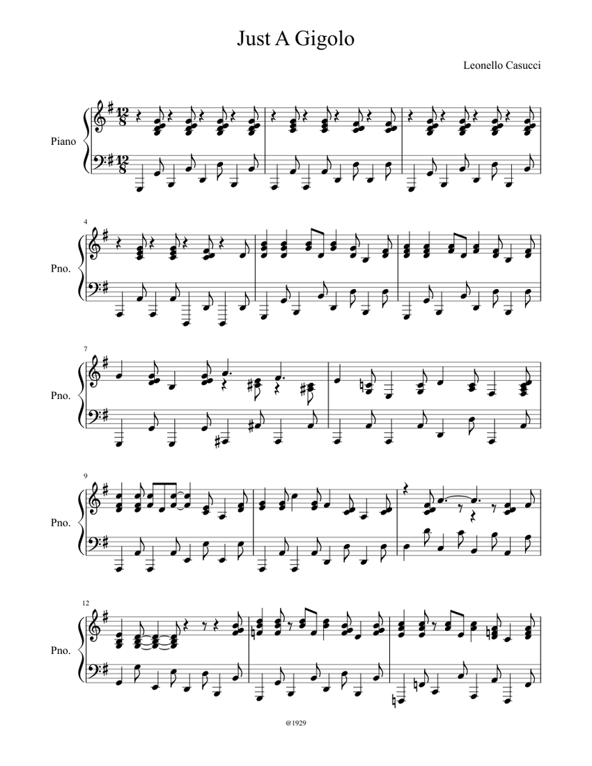 Just a gigolo V1 Sheet music for Piano (Solo) | Musescore.com