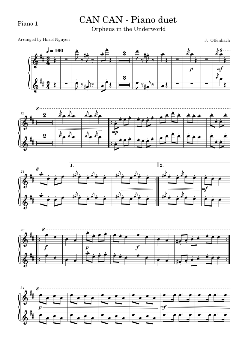 Can-Can – Jacques Offenbach Can Can Piano Duet - Jacques Offenbach ...