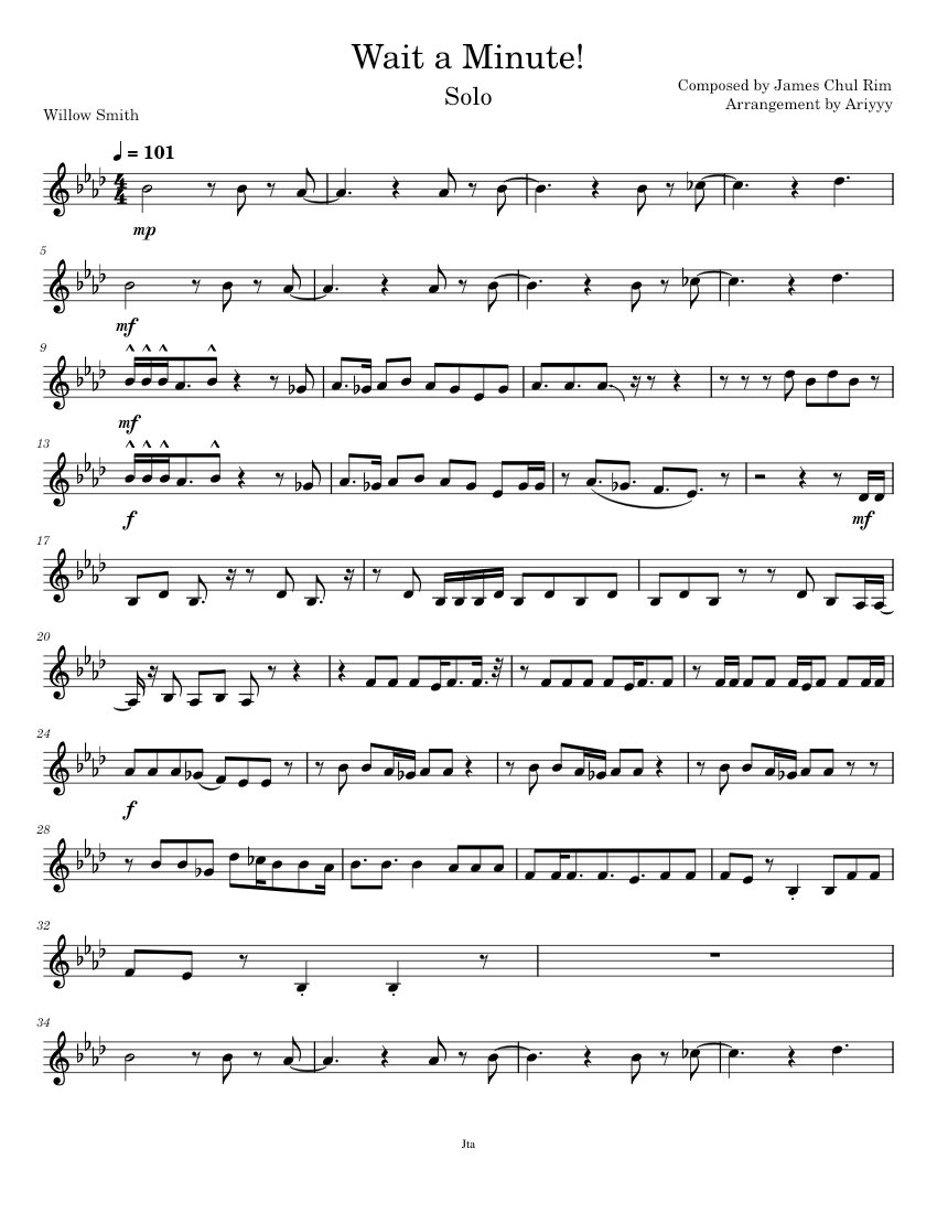 Wait a Minute! Solo Sheet Music for Piano (Solo) easy | MuseScore.com