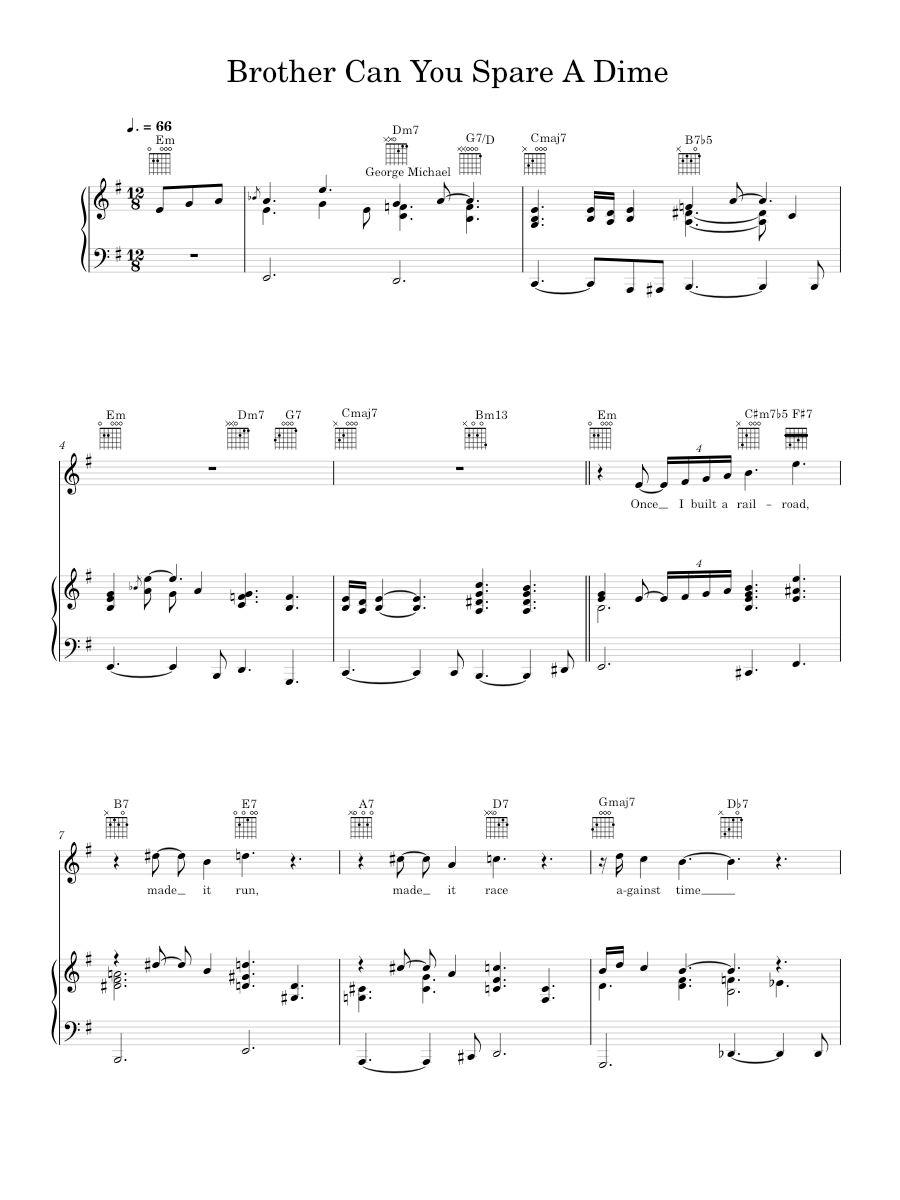 Play Official version of Brother can you spare a dime sheet music by ...