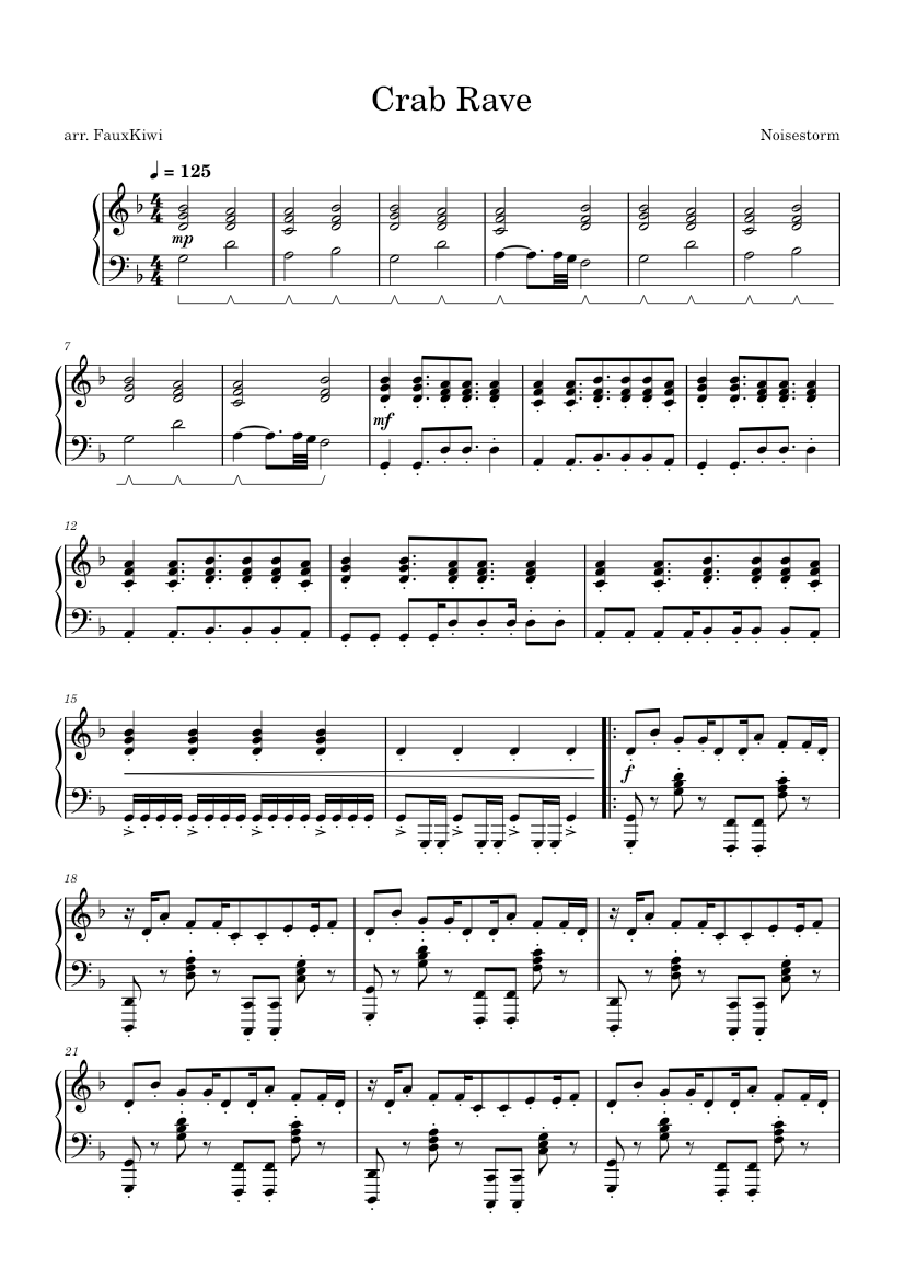 Crab Rave Sheet Music for Piano (Solo) | MuseScore.com
