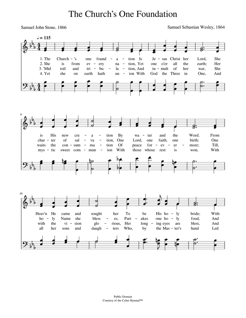 The church’s one foundation - Samuel S. Wesley Sheet music for Piano ...