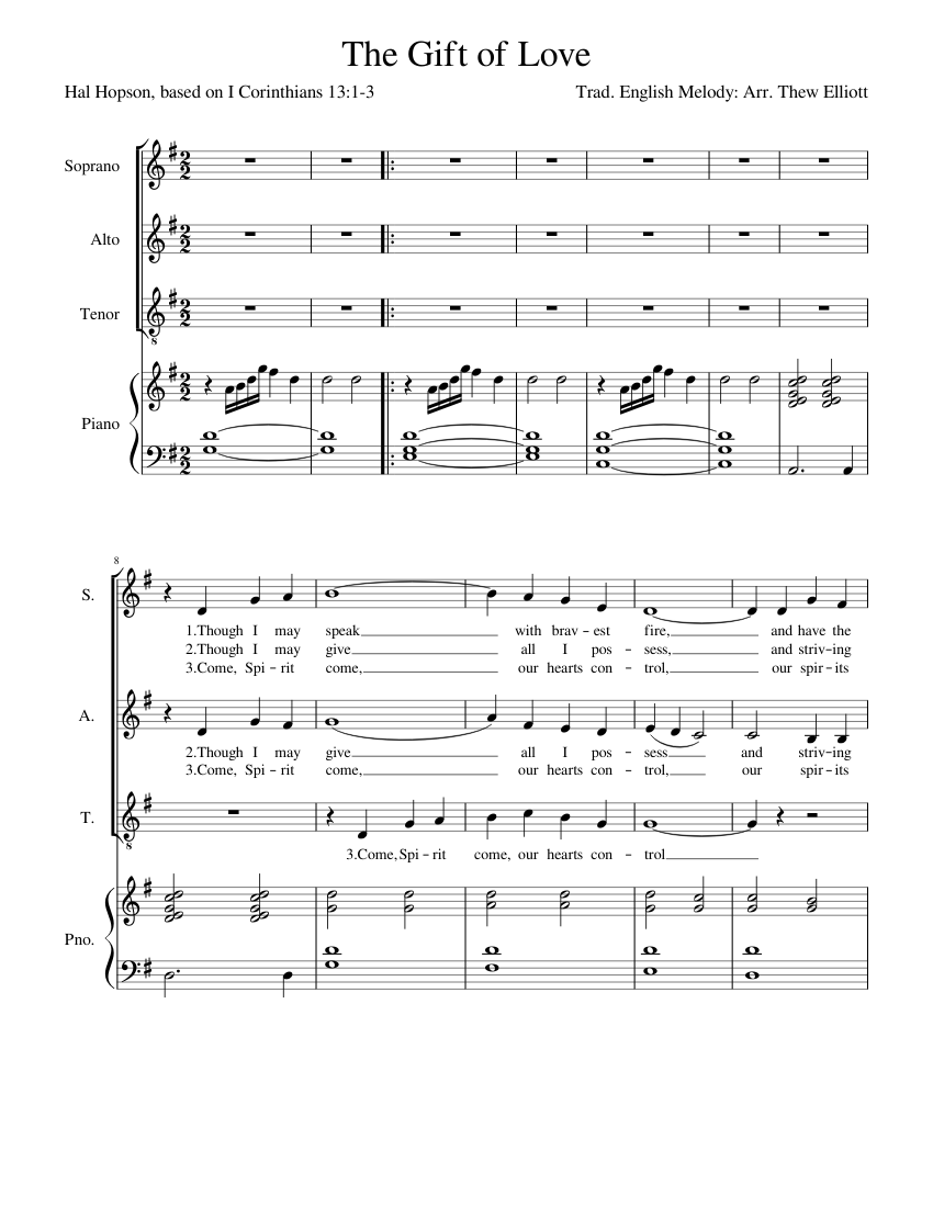 The Gift of Love Sheet music for Piano, Soprano, Alto, Tenor & more ...