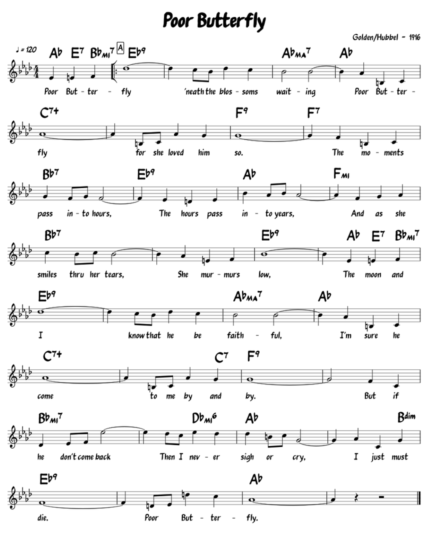 Poor Butterfly Sheet music for Piano (Solo) | Musescore.com