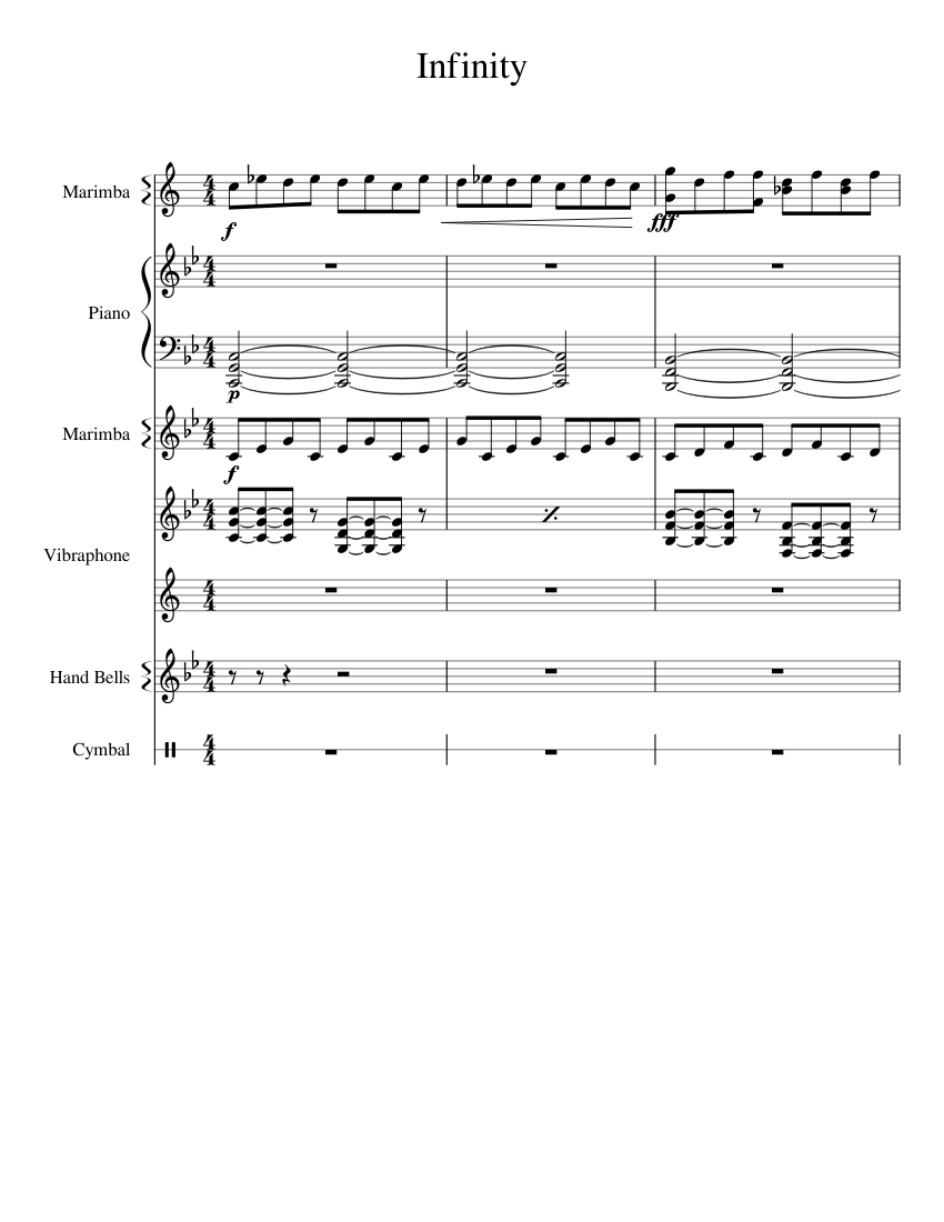 Infinity Sheet music for Piano, Vibraphone, Crash, Marimba & more ...