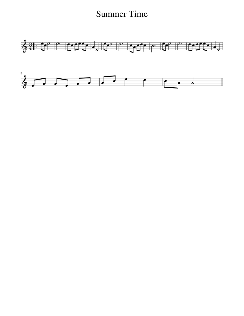 Summer Time Sheet music for Piano (Solo) | Musescore.com