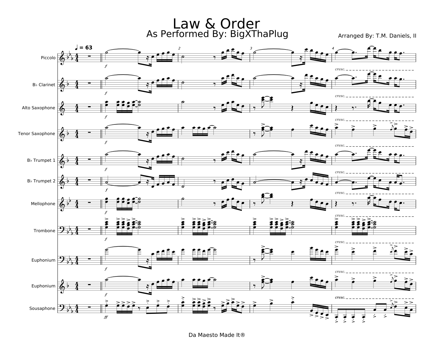Law & Order – BigXThaPlug Sheet music for Trombone, Euphonium, Mellophone, Flute piccolo & more ...