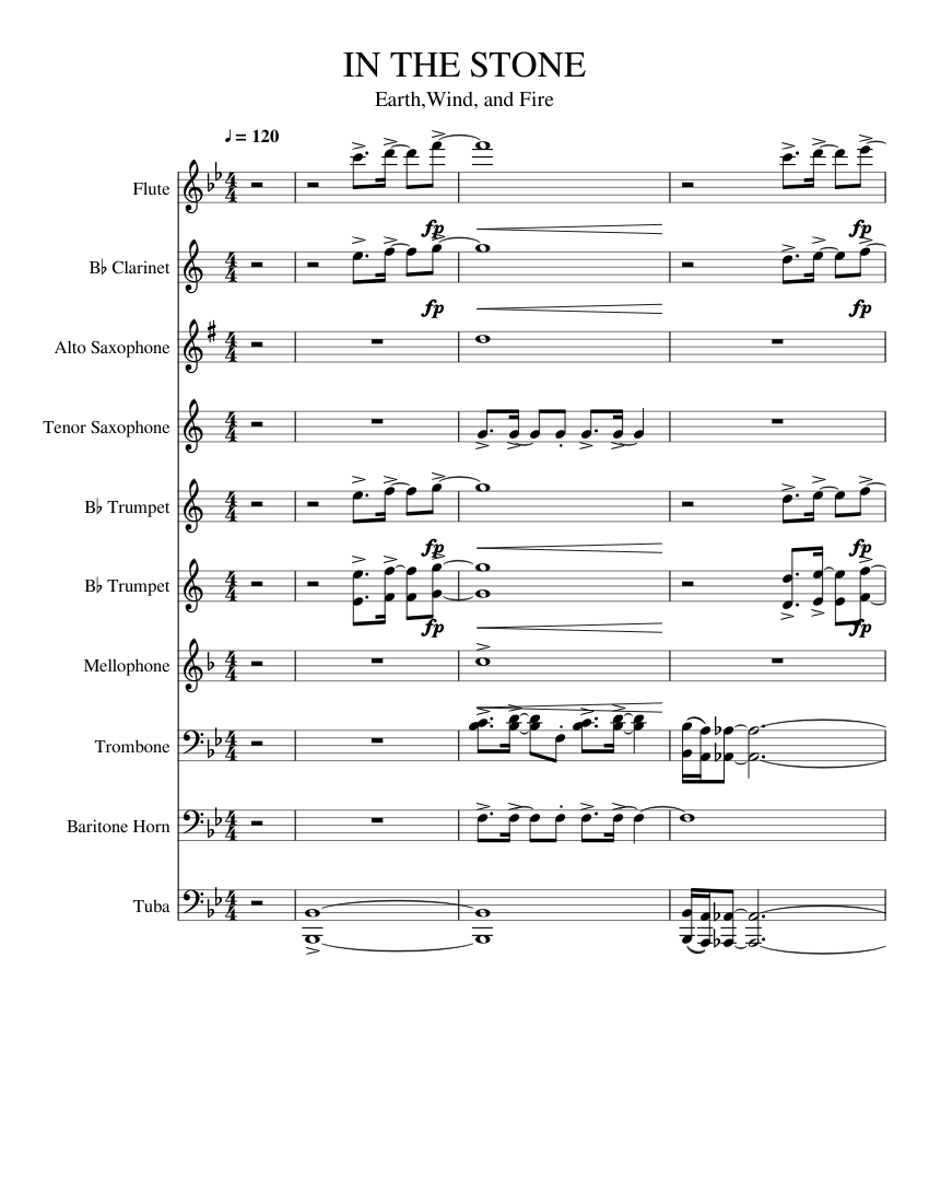 IN THE STONE Sheet music for Trumpet (In B Flat), Trombone, Flute, Clarinet (In B Flat) & more ...