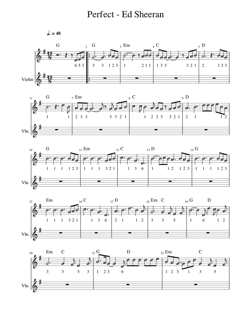 Perfect – Ed Sheeran - Leadsheet- Soprano Recorder Sheet music for ...