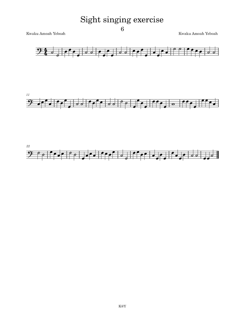 Sight singing exercise 6 Sheet music for Piano (Solo) Easy | Musescore.com