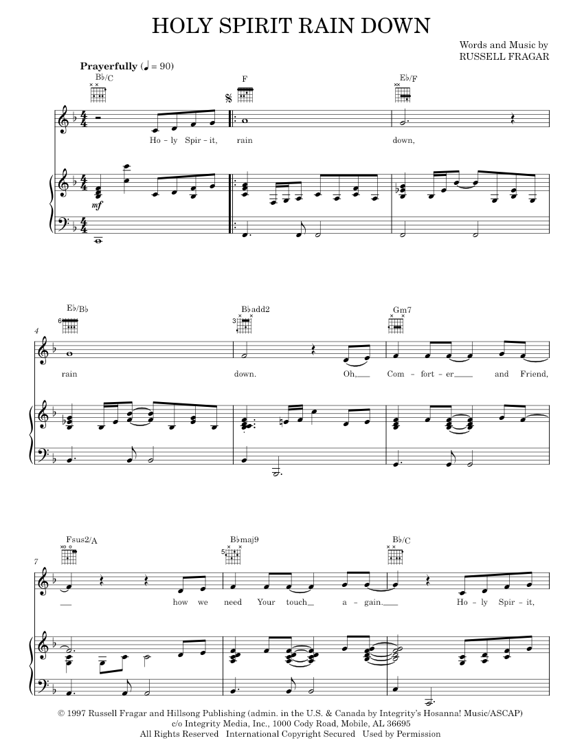 Play Official version of Holy Spirit Rain Down Sheet Music by Russell ...