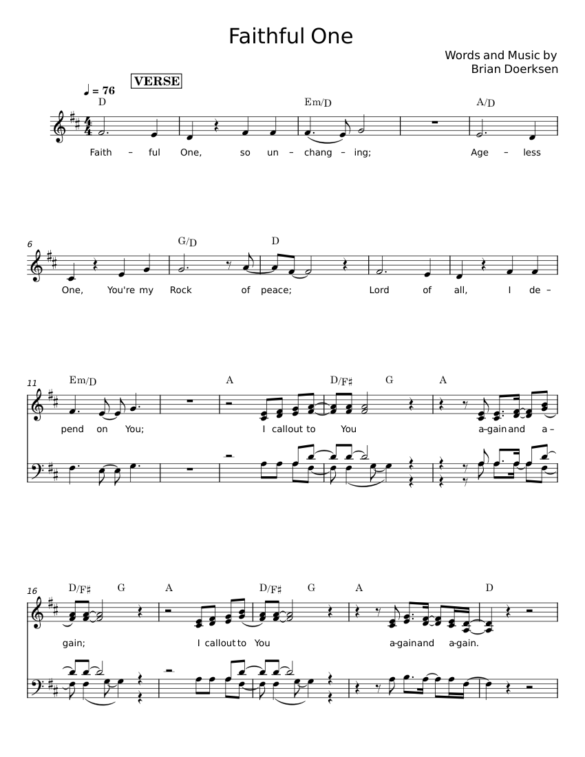 Faithful one - Brian Doerksen Sheet Music for Synthesizer (Mixed Duet ...