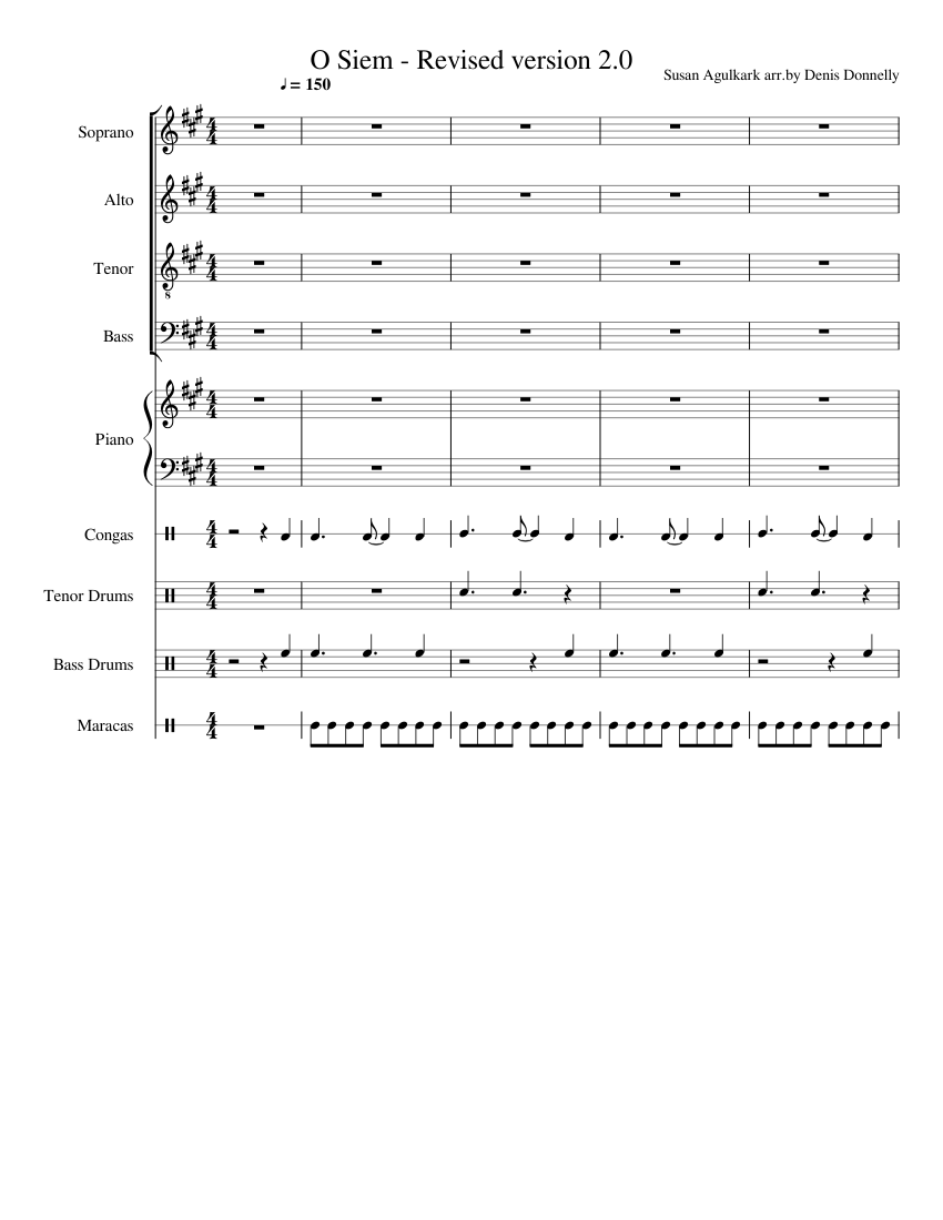 O Siem - Version 2.0 Full Choral Sheet Music for Piano, Soprano, Alto ...