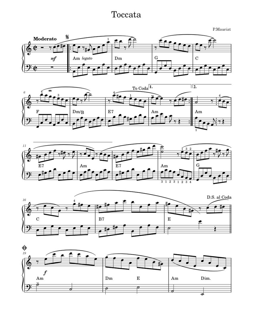Toccata Sheet music for Piano (Solo) Easy | Musescore.com