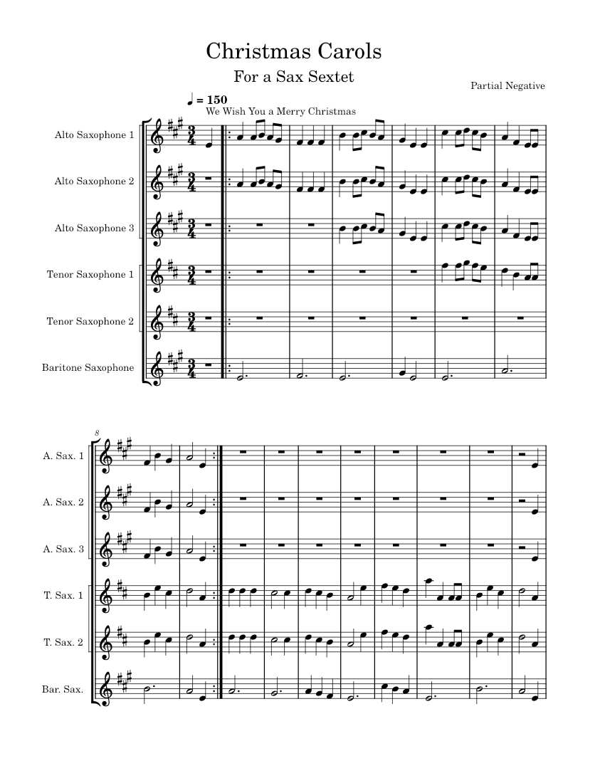 Christmas Carols for Sax. Sextet Sheet music for Saxophone alto ...