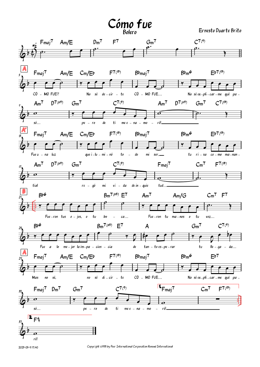 Ernesto Duarte Brito - Como fué Sheet music for Piano (Solo) Easy ...