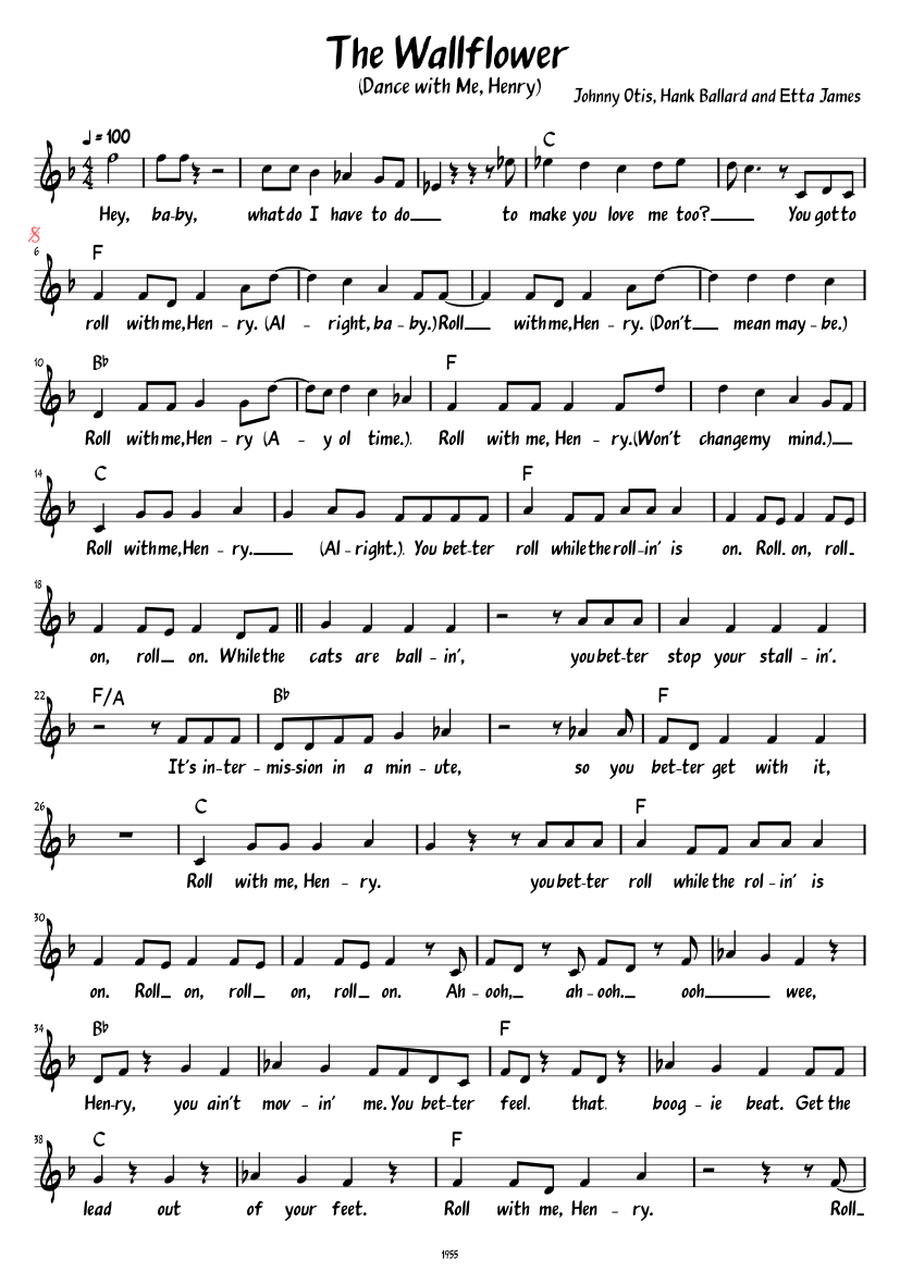 The Wallflower (Dance with Me, Henry) (Lead sheet with lyrics ) Sheet ...