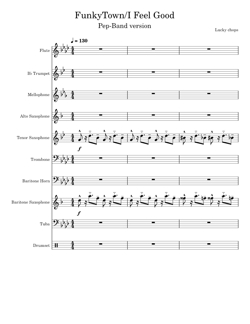 Funkytown / I Feel Good – Lucky Chops Funky Town Sheet music for ...
