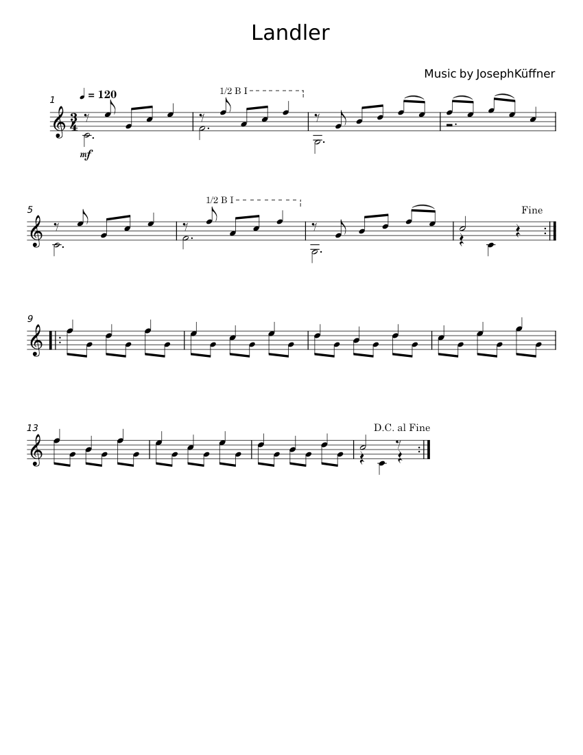 Landler - Joseph Küffner Sheet music for Piano (Solo) Easy | Musescore.com