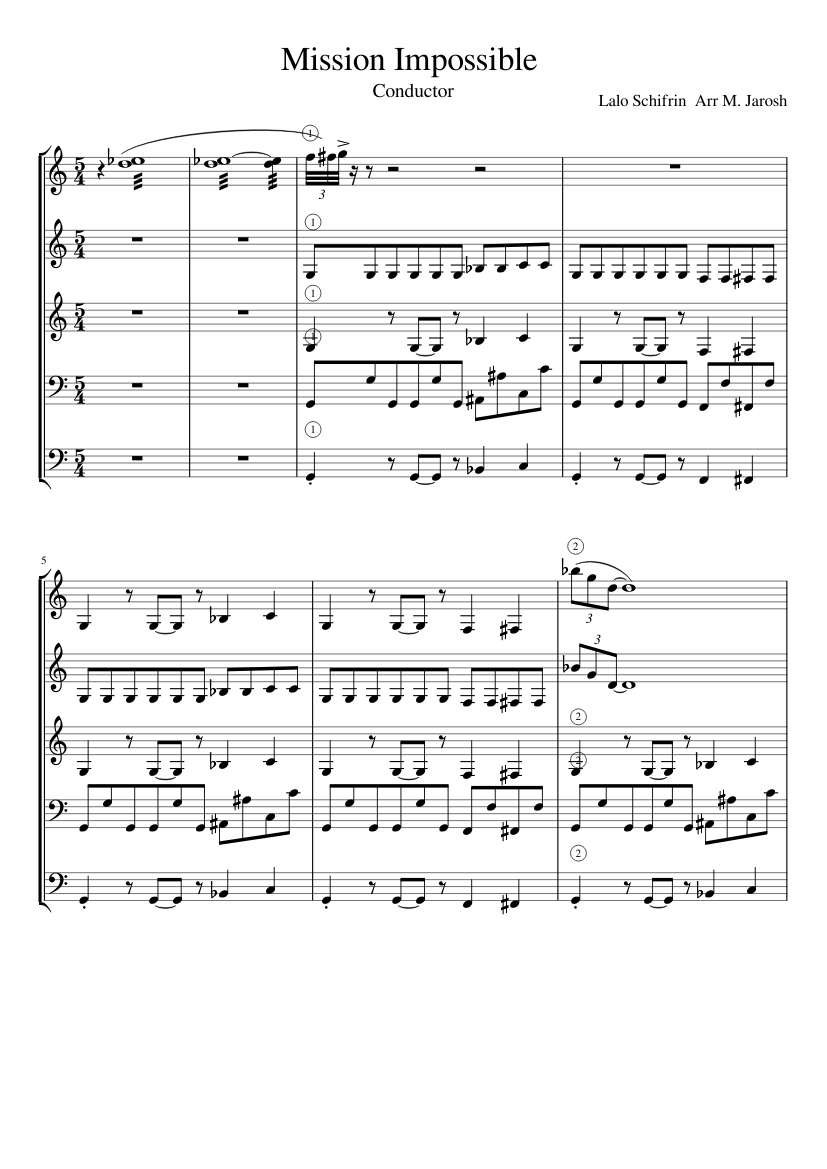 Mission Impossible Conductor Sheet music for Trombone, Tuba, Trumpet in ...