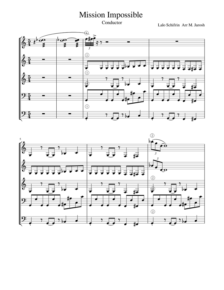 Mission Impossible Conductor Sheet music for Trombone, Tuba, Trumpet in ...